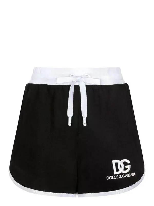 Dolce & Gabbana Logo-embroidered Drawstring-waistband Shorts - Black
