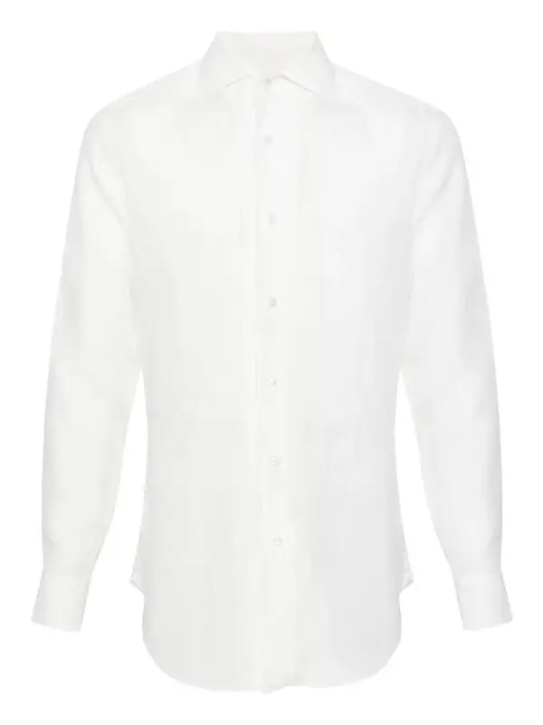 Brioni Classic-collar Linen Shirt - Neutrals