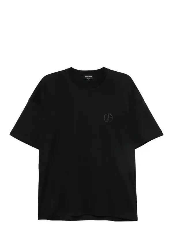 Giorgio Armani Logo-embroidered T-shirt - Black