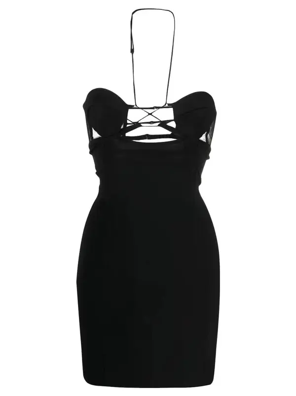 NENSI DOJAKA Strappy Cut-out Mini Dress - Black