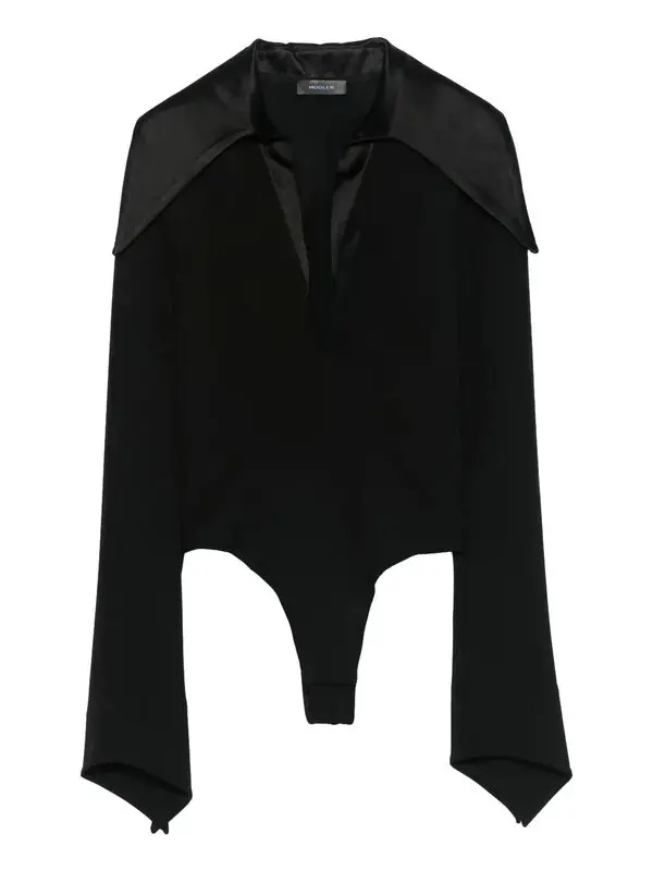 MUGLER Spiky-collar Bodysuit - Black