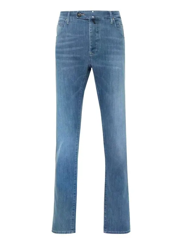 Incotex Logo-patch Tapered Jeans - Blue