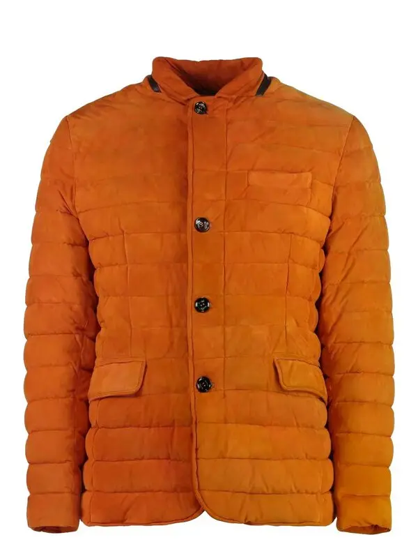 MOORER Zavyer Leather Padded Jacket - Orange