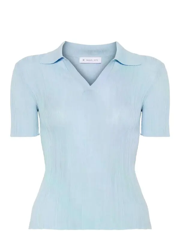 MANUEL RITZ Ribbed T-shirt - Blue
