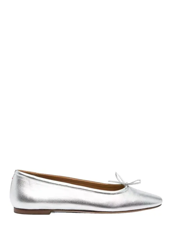 AeydĒ Metallic Leather Ballerina Shoes - Silver
