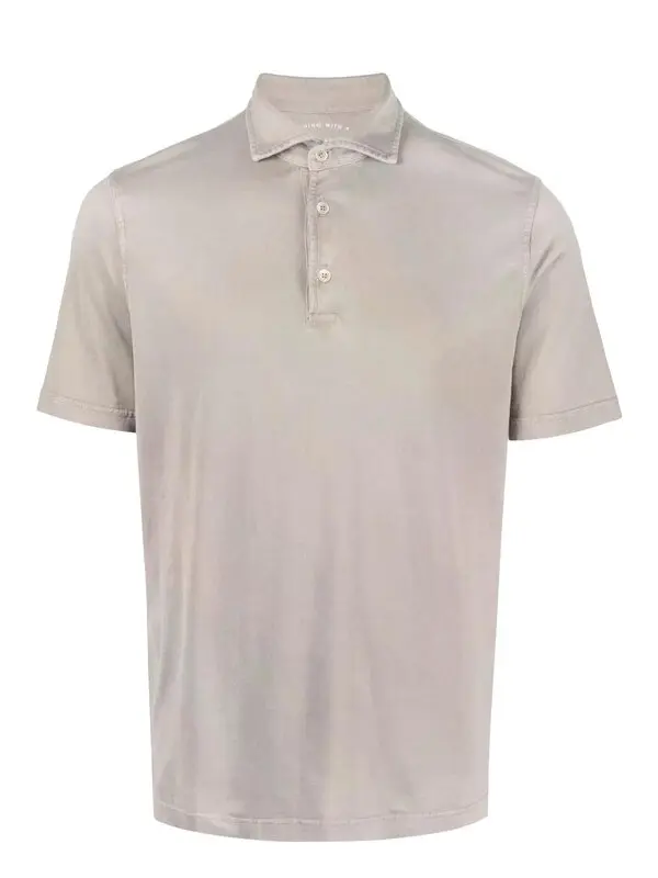 Fedeli Plain Cotton Polo Shirt - Grey