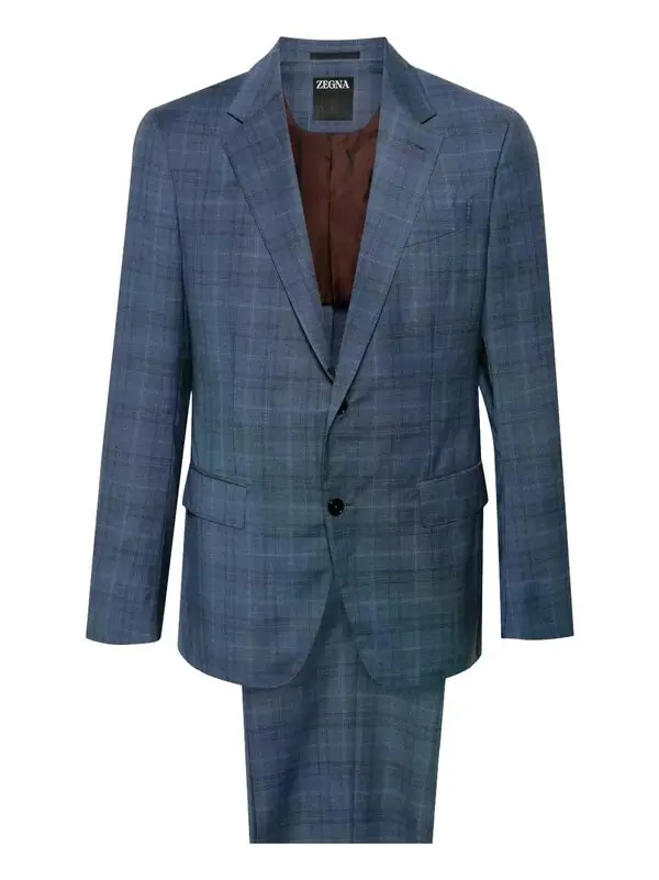 Zegna Single-breasted Wool Suit - Blue