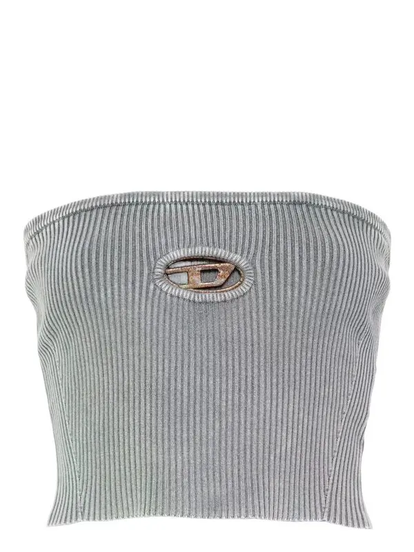 DIESEL® Ribbed Bandeau With Oval D Logo Plaque - Grey