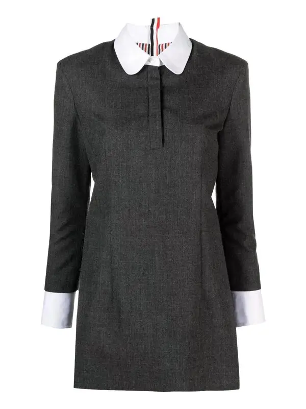 Thom Browne Virgin Wool Shift Minidress - Grey