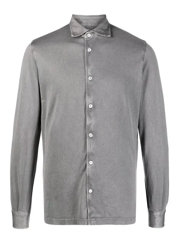 Fedeli Long-sleeved Cotton Shirt - Grey