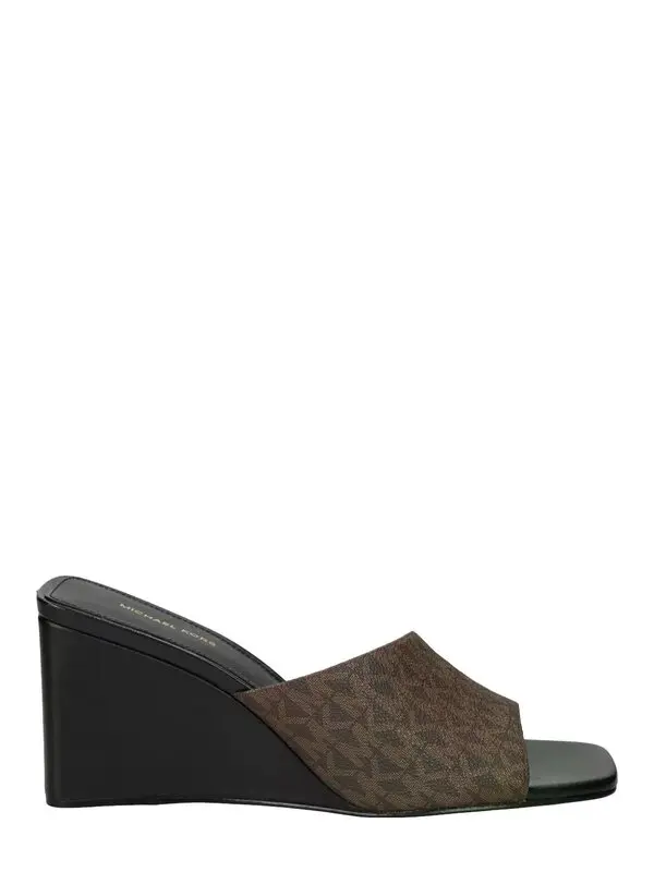Michael Kors Monogram Print Wedge Sandals - Brown