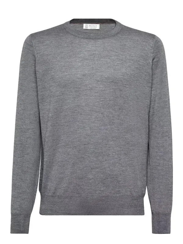 Brunello Cucinelli Cashmere-silk Blend Crew-neck Jumper - Grey