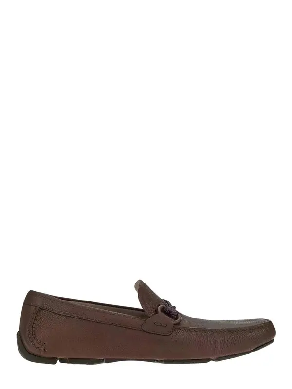 FERRAGAMO Gancini Ornament Driver Loafers - Brown