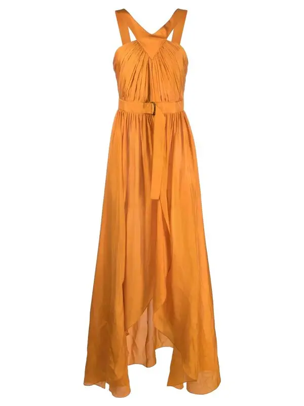 Alberta Ferretti Draped Silk Gown - Orange