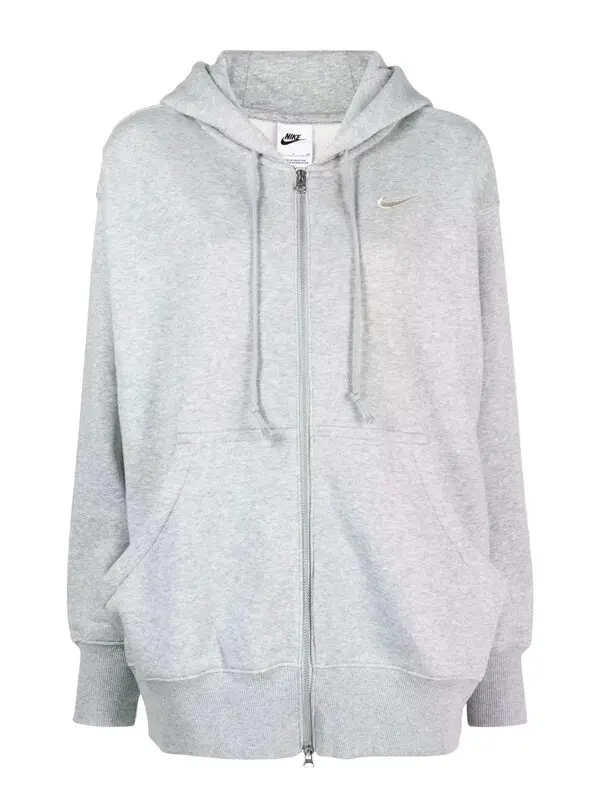 Nike Phoenix Logo-embroidered Zip-up Hoodie - Grey