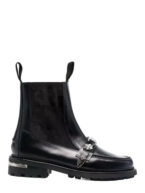 Toga Embellished Leather Boots - Black