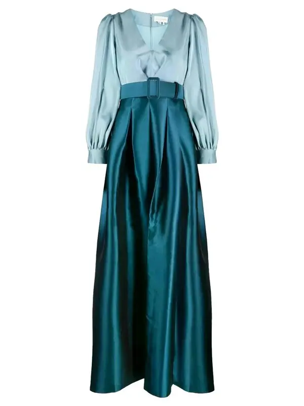 Sachin & Babi Zoe Belted Satin Gown - Green