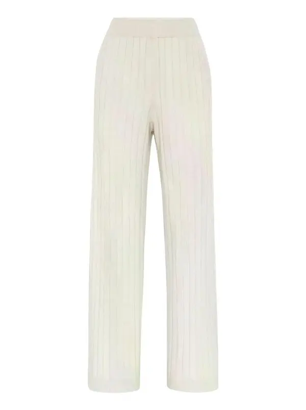 Brunello Cucinelli Ribbed-knit Cashmere Pants - Neutrals