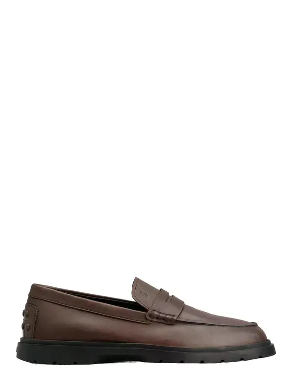 TOD'S Logo-debossed Leather Loafers - Brown