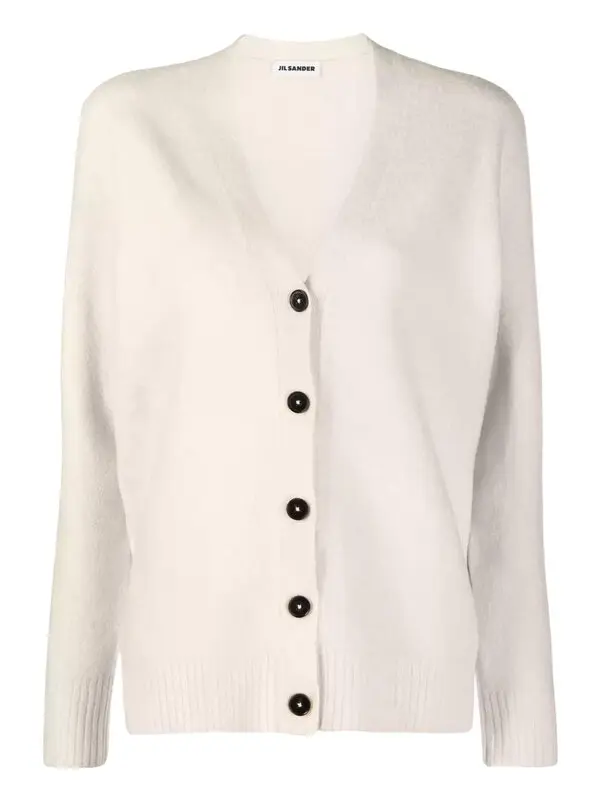JIL SANDER V-neck Wool Cardigan - Neutrals