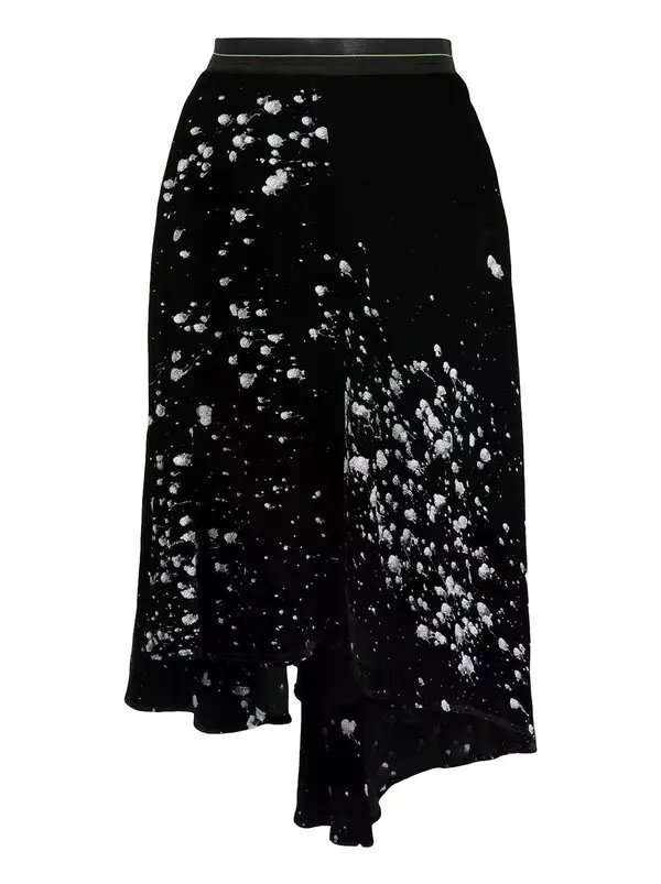 SANKUANZ Spray-paint Velour Skirt - Black