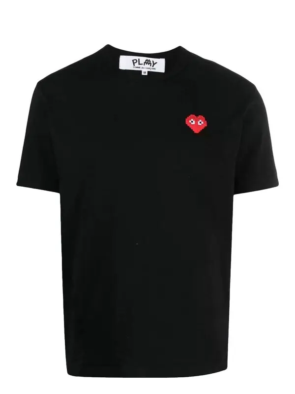 Play Comme Des Garcon Logo-patch Cotton T-shirt - Black