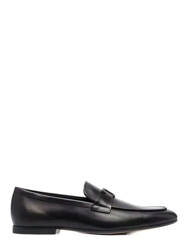 TOD'S Logo-plaque Leather Loafers - Black