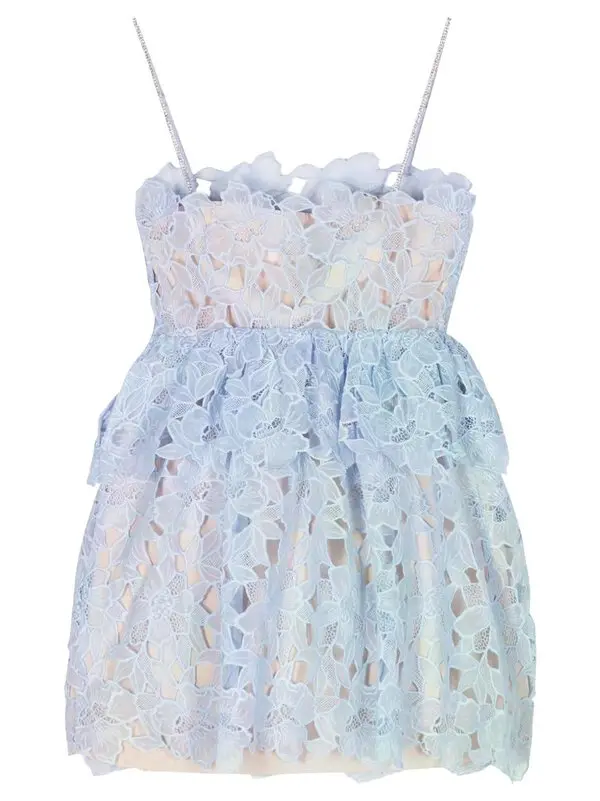 SELF-PORTRAIT Corded Lace Mini Dress - Blue