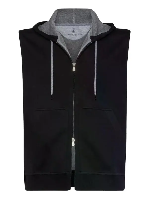 Brunello Cucinelli Sleeveless Zipped Hoodie - Black