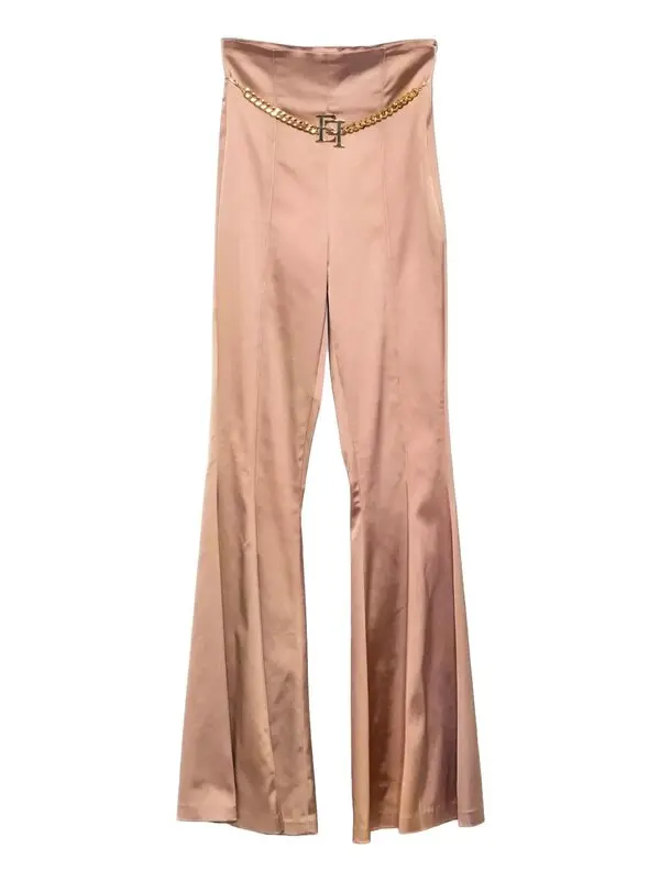 Elisabetta Franchi Satin Flared Trousers - Neutrals