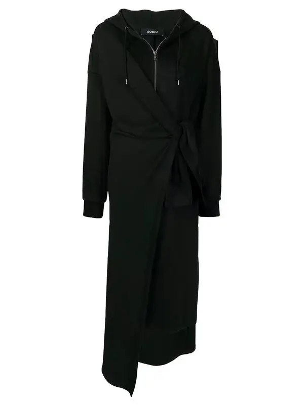 Goen.j Knot-detail Hooded Dress - Black
