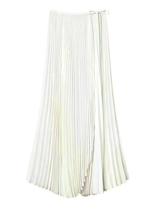 TWINSET Pleated Maxi Skirt With Side Tie - White