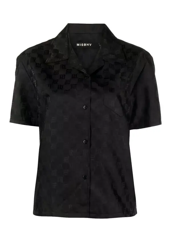 MISBHV Monogram-print Short-sleeve Shirt - Black
