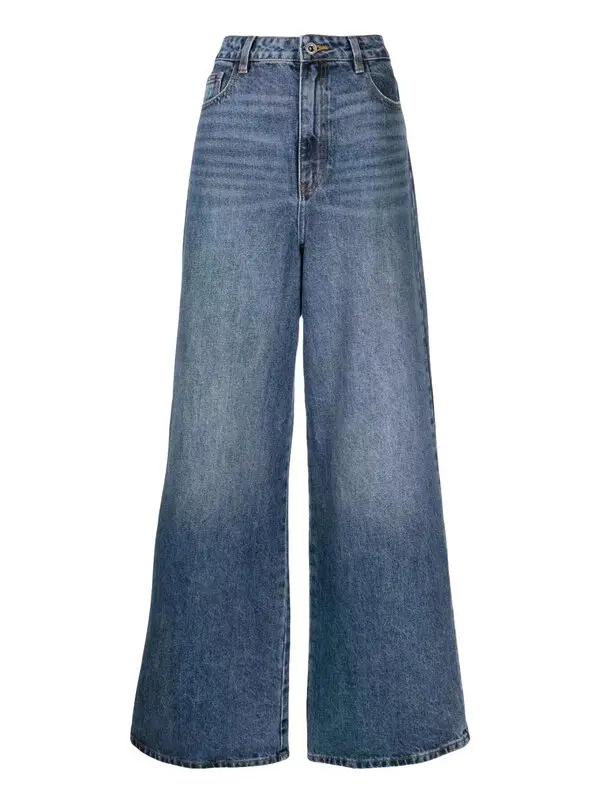 SELF-PORTRAIT Wide-leg Jeans - Blue