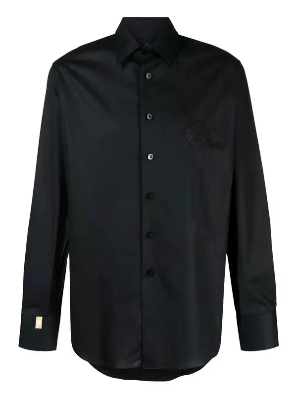 BILLIONAIRE Logo-embroidered Poplin Shirt - Black