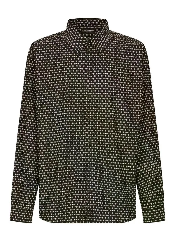 Dolce & Gabbana Dg Logo-print Cotton Shirt - Black