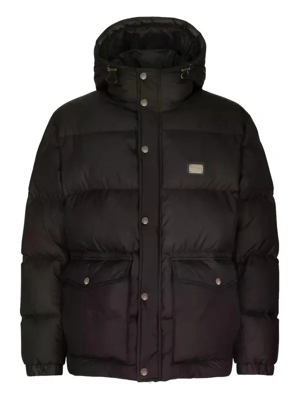 Dolce & Gabbana Logo-plaque Padded Hooded Jacket - Black