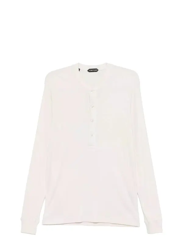 TOM FORD Ribbed Henley Top - Neutrals