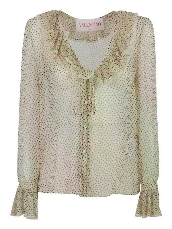 Valentino Garavani Silk Tie-front Shirt - Neutrals