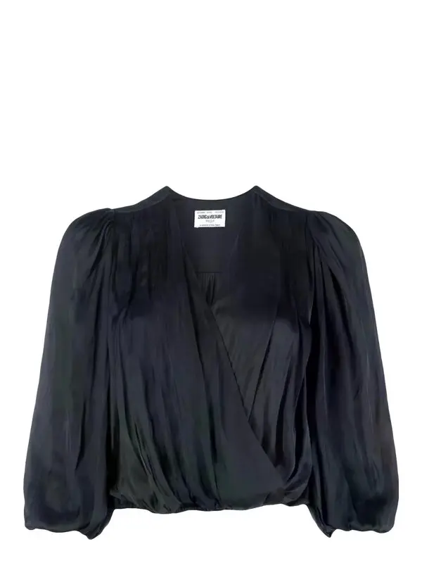 Zadig&Voltaire V-neck Draped Satin Blouse - Black