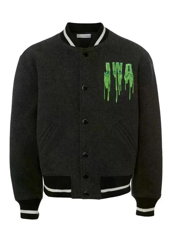JW Anderson Logo-embroidered Bomber Jacket - Grey