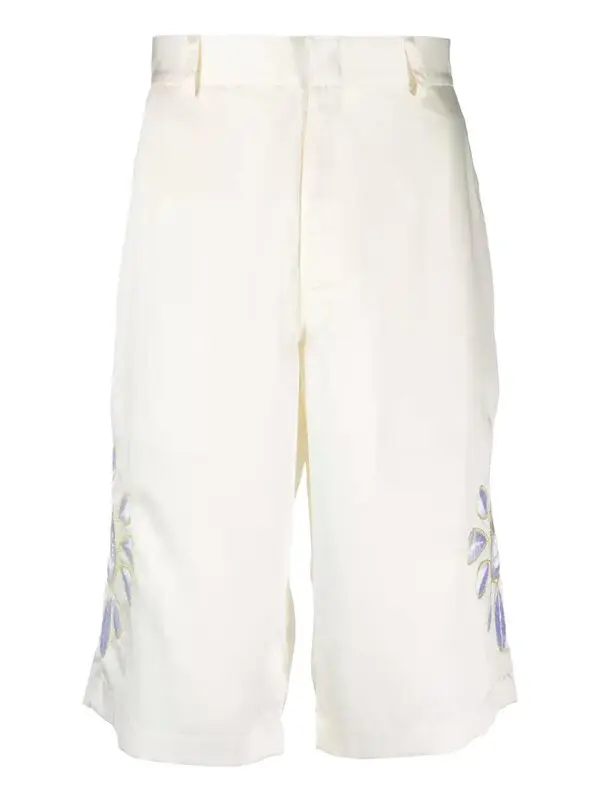 BLUEMARBLE Embroidered Satin Shorts - Neutrals