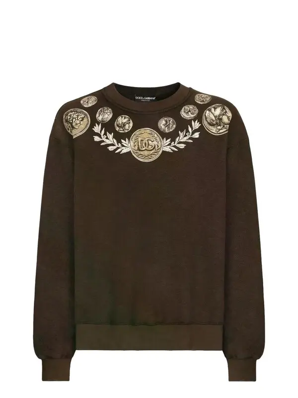 Dolce & Gabbana Graphic-print Cotton Sweatshirt - Brown