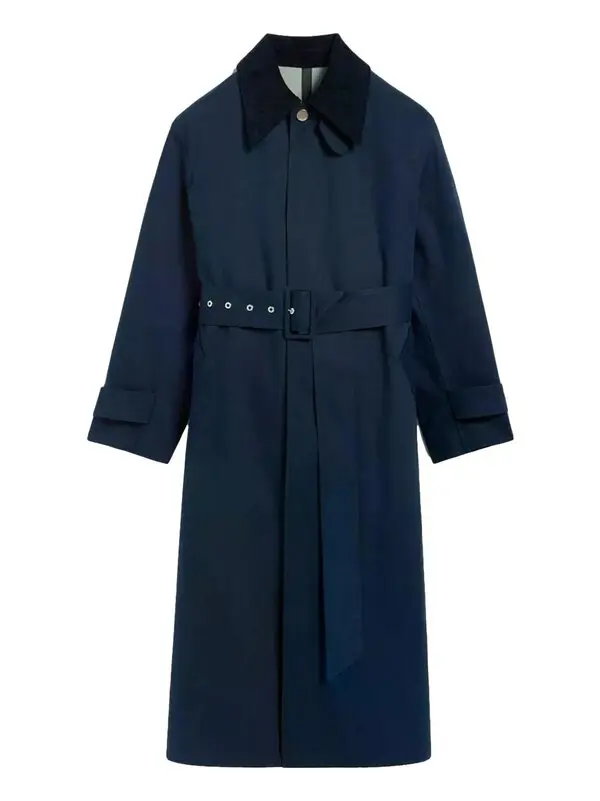 AMI Paris Belted Cotton Trench Coat - Blue