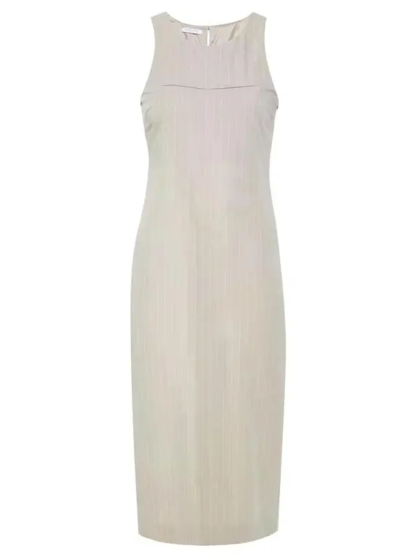 Patrizia Pepe Pinstripe-pattern Midi Dress - Grey