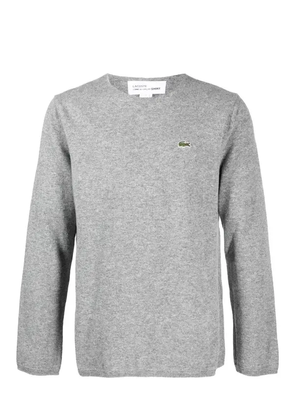 Comme Des Garçons X Lacoste Intarsia-knit Wool Sweater - Grey