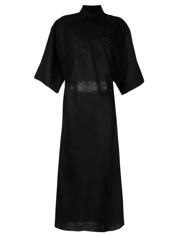 LITKOVSKA Guipure-detailing Linen Dress - Black