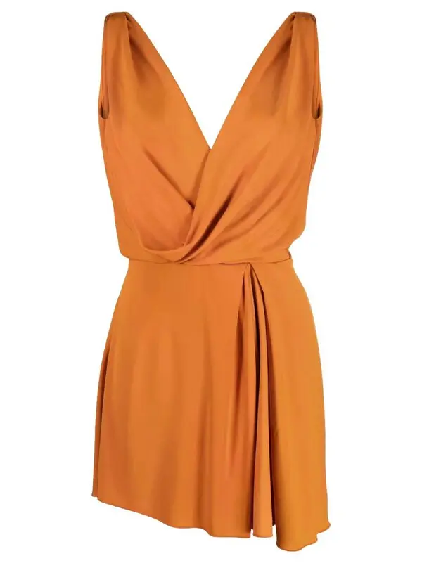 Alberta Ferretti Draped V-neck Dress - Orange