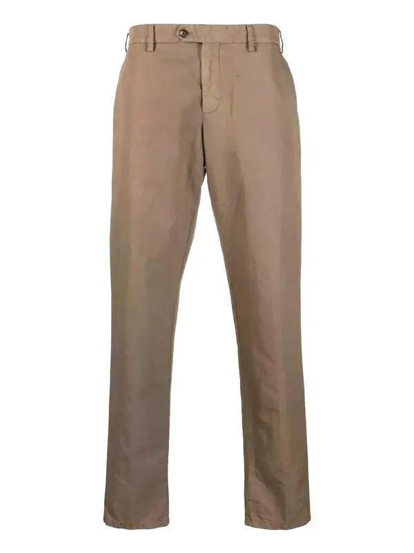LARDINI Straight-leg Linen Trousers - Brown