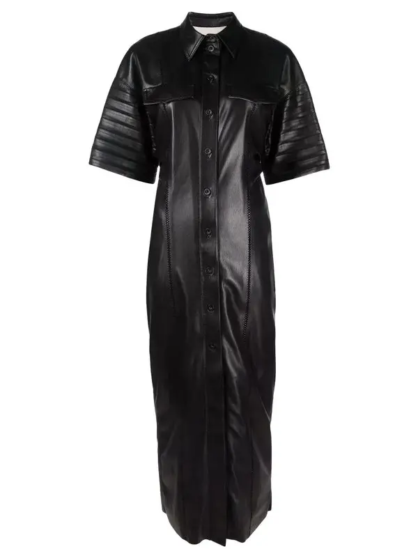 Nanushka Faux-leather Fitted Shirt Dress - Black